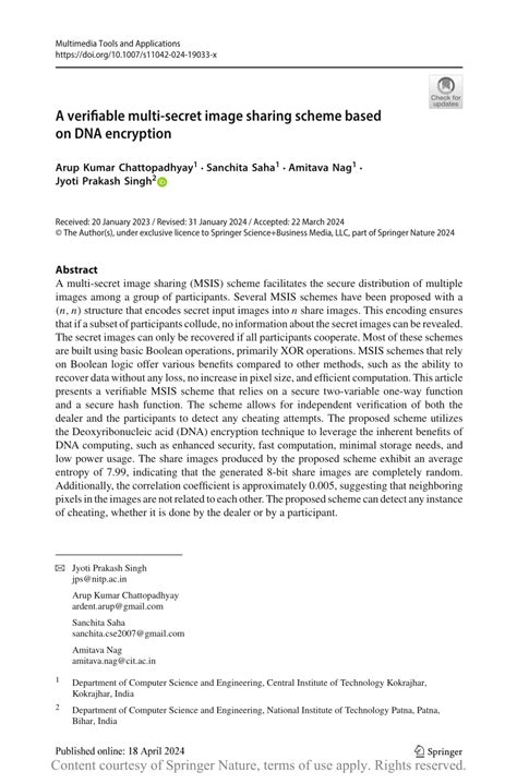 a verifiable multi secret image sharing scheme based on dna encryption