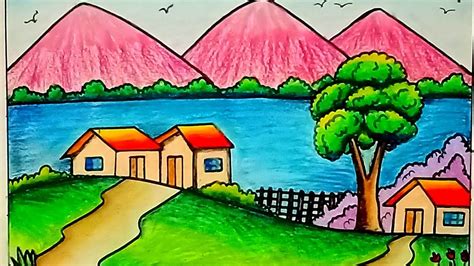 How To Draw Beautiful Scenery Landscape Scenery Drawing Scenery