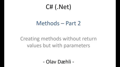 c methods part 2 passing values to parameters youtube