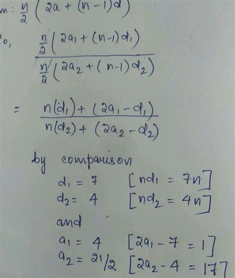 the sums of n terms of two arithmetic progressions are in the ratio 5n 4 9n 6 find the