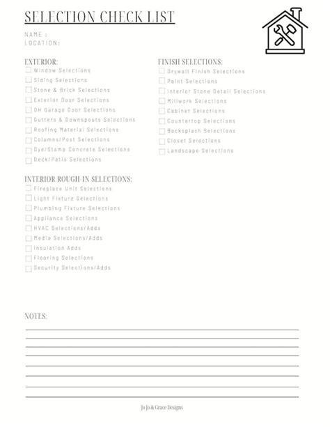 Selection Check List Printable Interior Design Checklist Etsy België