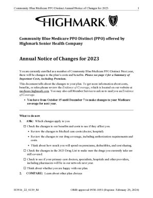 Fillable Online Community Blue Medicare PPO Distinct Annual Notice Of