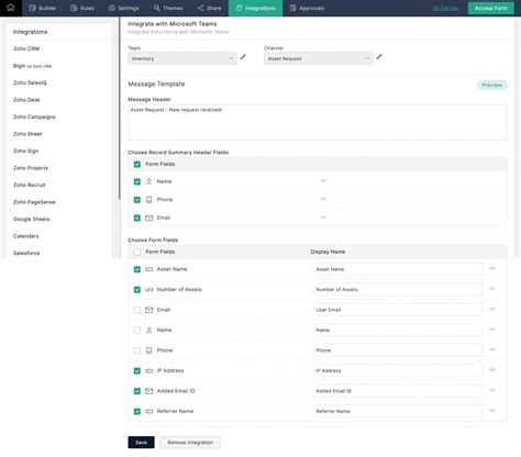 Microsoft Teams Integration Zoho Forms User Guide