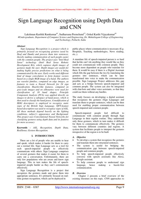 pdf sign language recognition using depth data and cnn