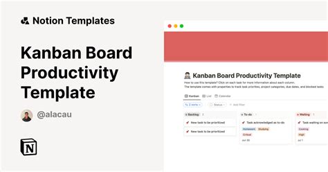 Kanban Board Productivity Template Template Notion Marketplace