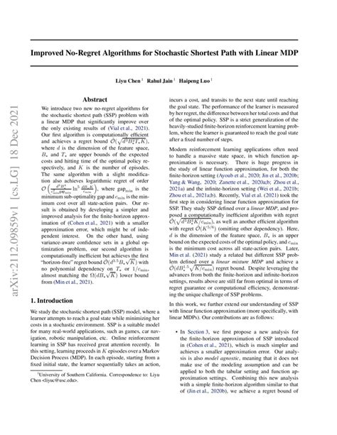 improved no regret algorithms for stochastic shortest path with linear mdp deepai