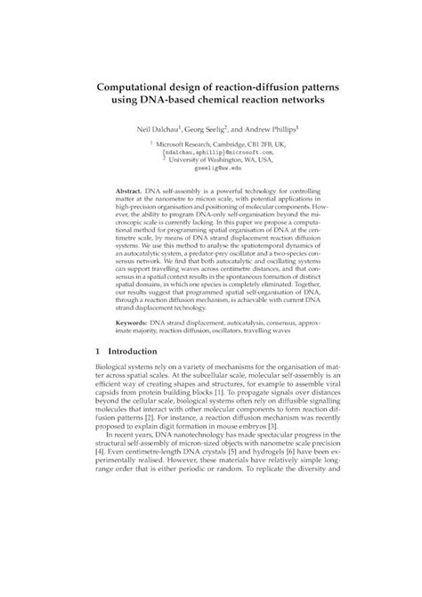 pdf computational design of reaction diffusion patterns using g the defaultdiffusion
