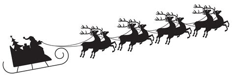Santa Claus Reindeer Christmas Clip Art Sleigh Silhouette Cliparts