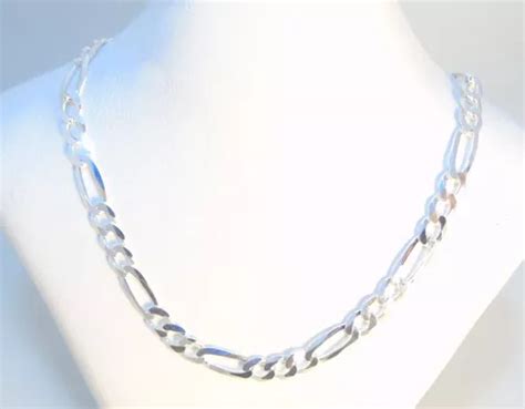 Cadena Plata 925 Figaro Diamantada 60cm 5mm Garantía Escrita
