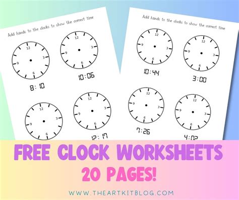 Free Printable Clock Worksheets The Art Kit
