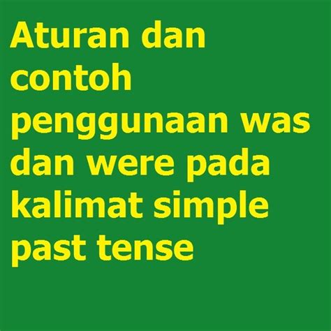 Aturan Dan Contoh Penggunaan Was Dan Were Pada Kalimat Simple Past