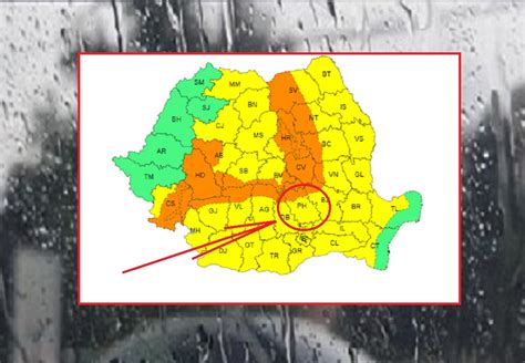 Cod galben și portocaliu de ploi torențiale în Prahova Atenționare ANM