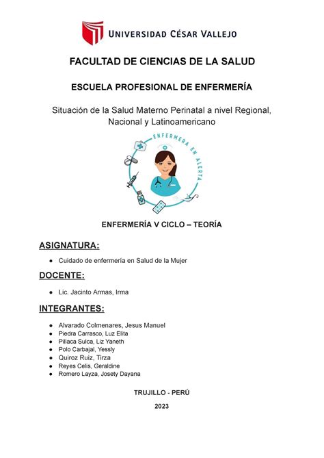 Informe Sobre LA Situacion DE LA Salud Materno Perinatal FACULTAD DE