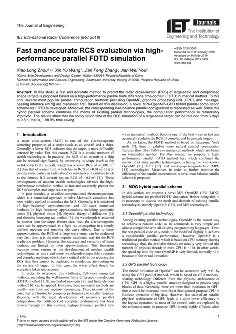 pdf fast and accurate rcs evaluation via high performance parallel fdtd simulation