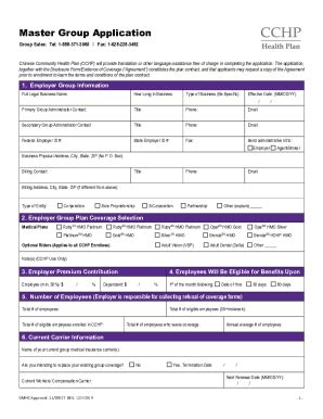Fillable Online Fillable Online Employee Enrollment Form CCHP Health