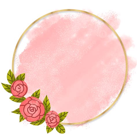 Hermosas Hojas De Flores Y Marco De C Rculo Dorado Png Con Pinceladas