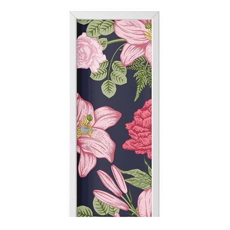 Naklejka na drzwi HOMEPRINT Różowe kwiaty 85x205 cm HOMEPRINT Sklep