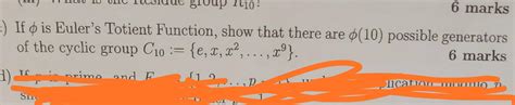 solved 10 6 marks e ifo is euler s totient function show