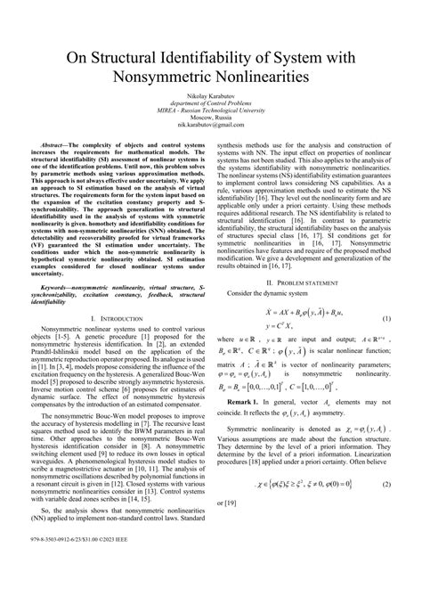 pdf on structural identifiability of system with nonsymmetric nonlinearities
