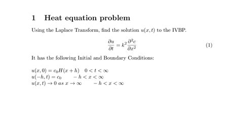 solved 1 heat equation problem using the laplace transform