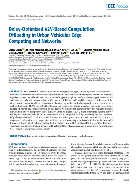 pdf delay optimized v2v based computation offloading in urban vehicular edge computing and