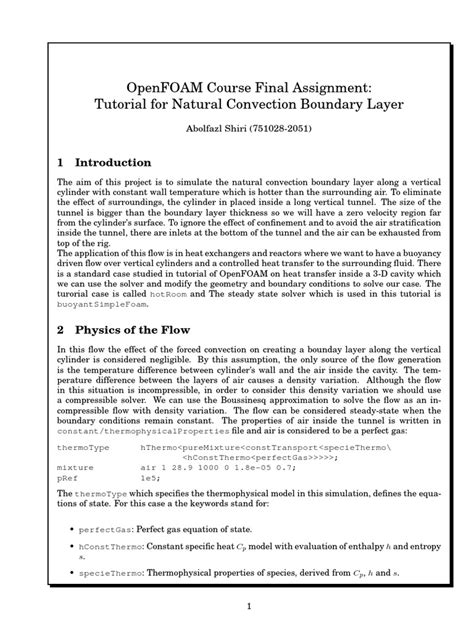openfoam course final assignment tutorial for natural convection boundary layer pdf