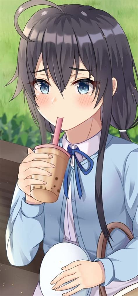 Anime Girl Drinking Boba Tea