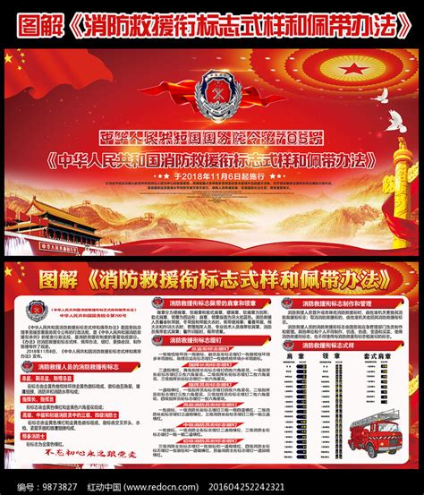 消防救援衔标志式样和佩带办法展板图片 编号9873827 红动中国