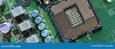 Detail Of Cpu Socket On A Modern Computer Motherboard Electronic Small