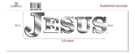 Letreiro Inox C Led Jesus J De 60cm E Esus De 40cm Frete grátis