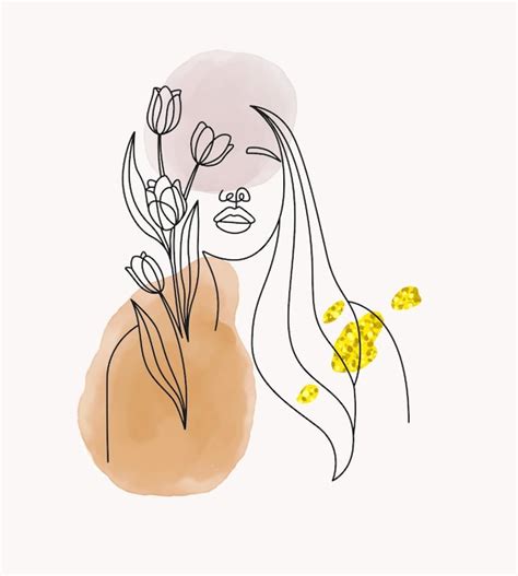 Premium Vector Floral Female Body Line Illustration In Minimal Line