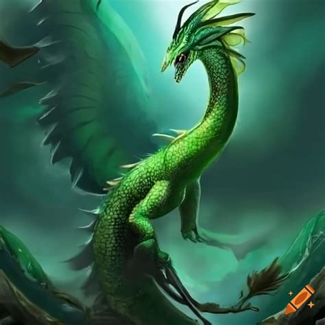 Green Dragon Illustration On Craiyon