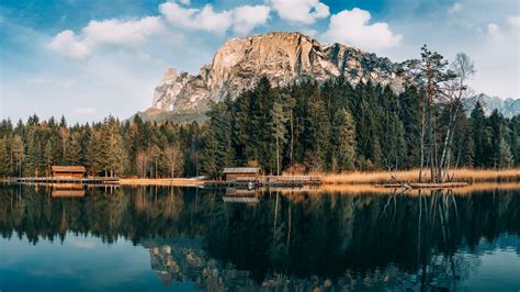 Forest Lake Cabin Landscape Uhd K Wallpaper Pixelz