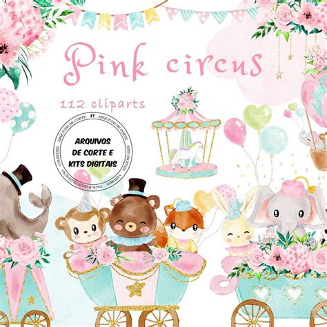 Kit Digital Circo Rosa Aquarela Elo Produtos Especiais