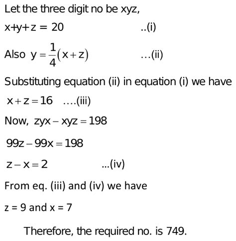 33 the sum of the digits of a three digit number is 20 the middle digit is equal to one fourth