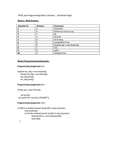 nptel programming in java week 2 answers nptel java programming week 2 answers by manish