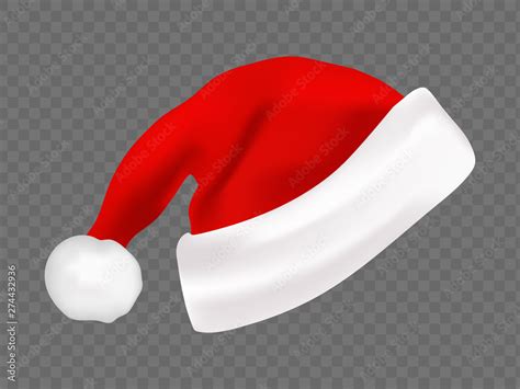Realistic Santa Hat Isolated On Transparent Background Vector Santa