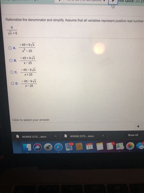solved 20 p rationalize the denominator and simplify assume