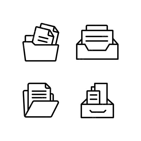 Vector Icons Of Archive Folders Document Files And Storage Archives