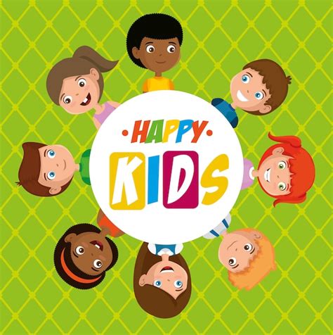 Grupo de personajes de la zona de niños felices Vector Premium