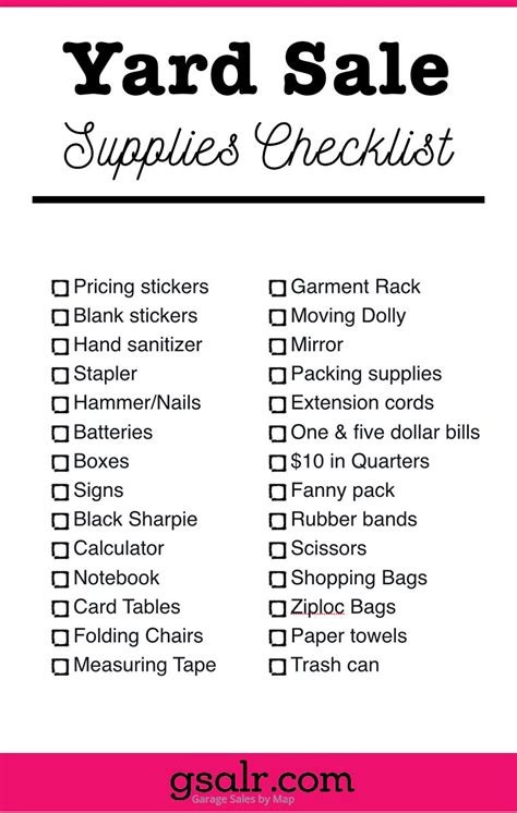 Free Printable Suggested Garage Sale Pricing