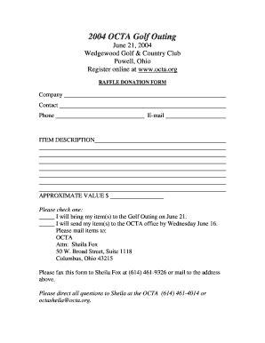 Fillable Online Octa Raffle Donation Form Doc Octa Fax Email Print