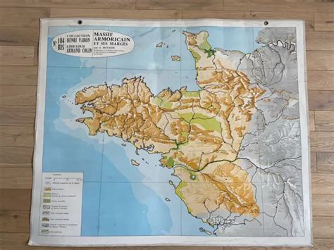 CARTE SCOLAIRE MURALE N104 Massif Armoricain Et Ses Marges Varon Colin