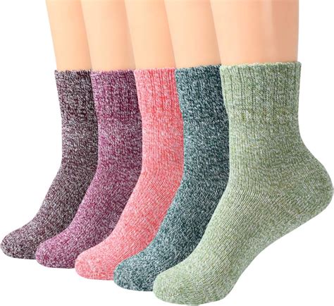 GAOJIE 5 Pares De Calcetines De Lana De Punto Grueso Para Mujer