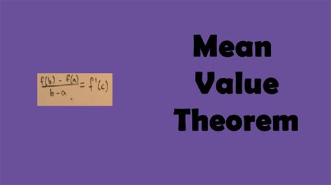 mean value theorem youtube