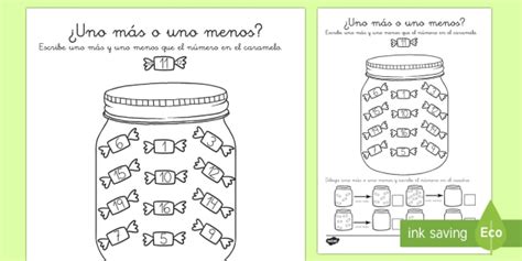 Ficha Uno más y uno menos teacher made