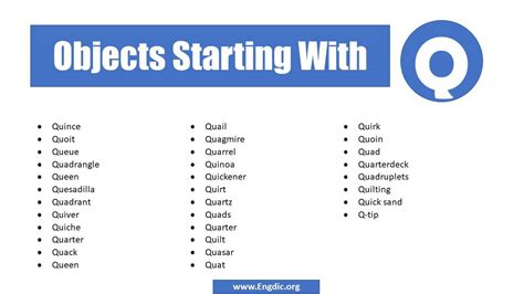 List Of Objects That Start With Q EngDic