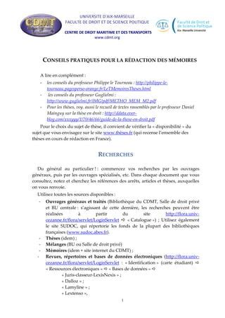 Conseils pratiques pour la rédaction des mémoire PDF