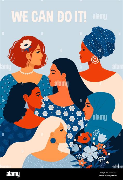 We Can Do It Poster International Womens Day Vector Illustration With