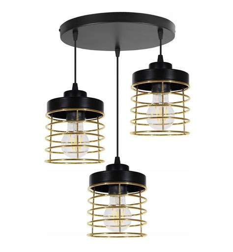Regulowana Lampa Wisząca w Stylu Loft ze Złotymi Kloszami Lampy